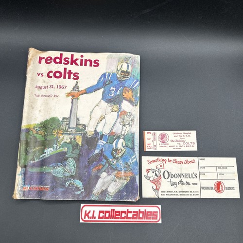 Aug 31, 1967 Baltimore Colts vs Washington Redskins Official Program w ...