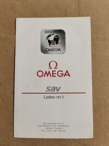 Omega Vintage Paper Service Price Liste 1980-1990 En Very Good ...