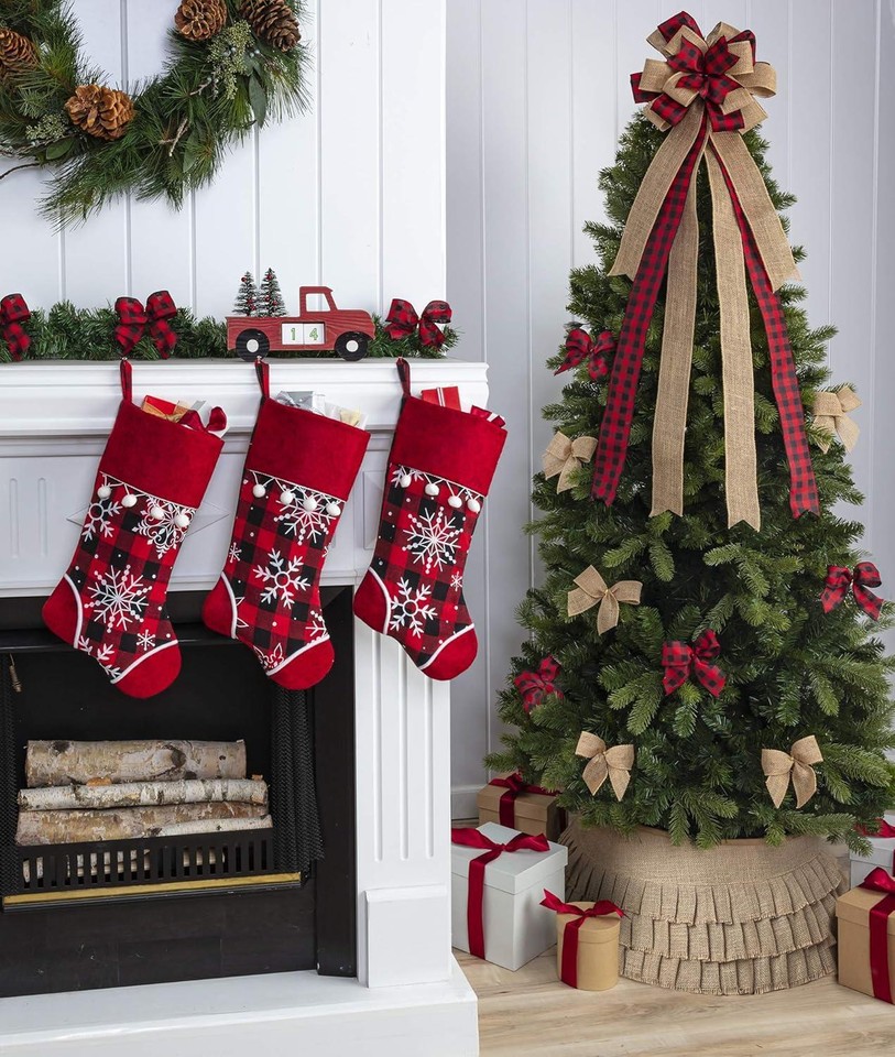 New Traditions Burlap Stand Band Christmas Tree Collar w/Tiered Ruffles ...