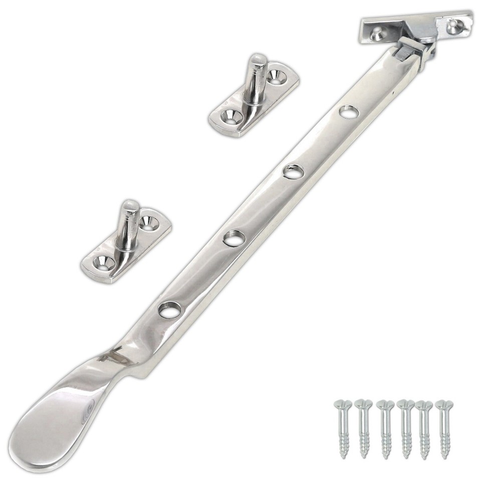 CHROME 10"/250mm LONG WINDOW CASEMENT STAY Locking Lever Arm Pull ...