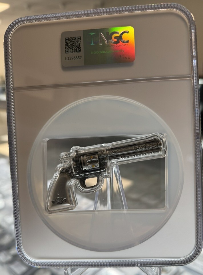 2023 Chad 2 oz Silver Revolver Gun Shaped Antiqued High Relief Coin ...