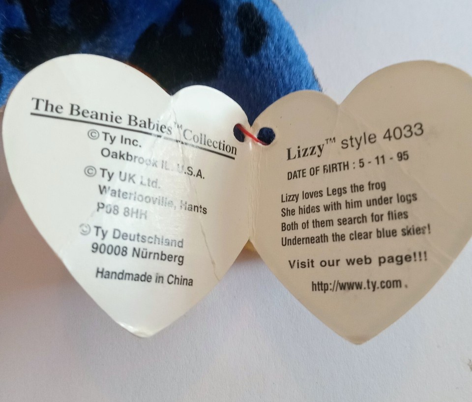 Vintage Ty Beanie Babies Lizzy The Lizard With Swing Tag | eBay