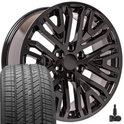 22" Wheels Fit Chevy 2019 Gloss Black CV37 Wheels & BDA Tires 84040799 ...