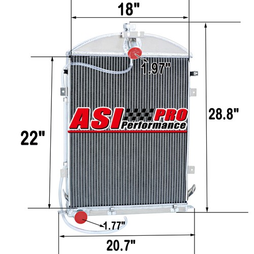 ASI 3-ROW Aluminum Radiator for 1930~1931 Ford Model A/ AA Heavy Duty 3 ...