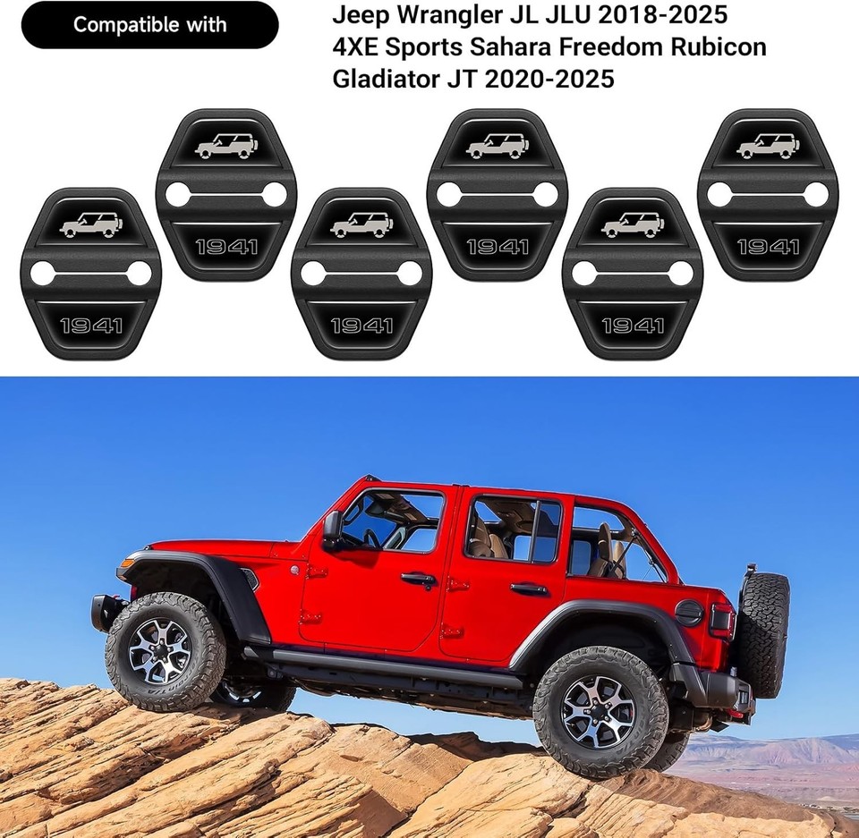 6PCS Door Lock Cover for Jeep Wrangler JL JLU 2018-2025 4XE Unlimited ...