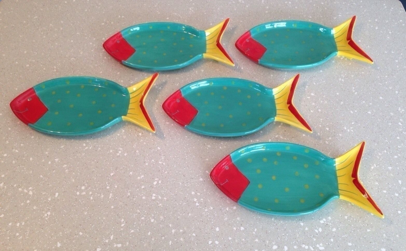 Set 5 New w/Tags Fish Shaped Ceramic Plates-Foreside Home & Garden | eBay