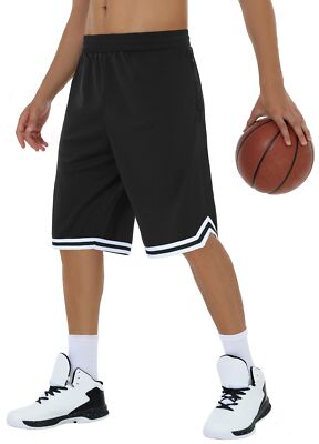 Mens Long Basketball Shorts with Zip Pockets - 11" Mesh Athletic Gym ...
