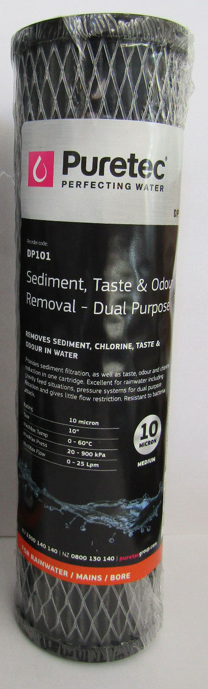 2 x Puretec Water Filter Cartridges. DP101 & PP101. Sediment, taste ...