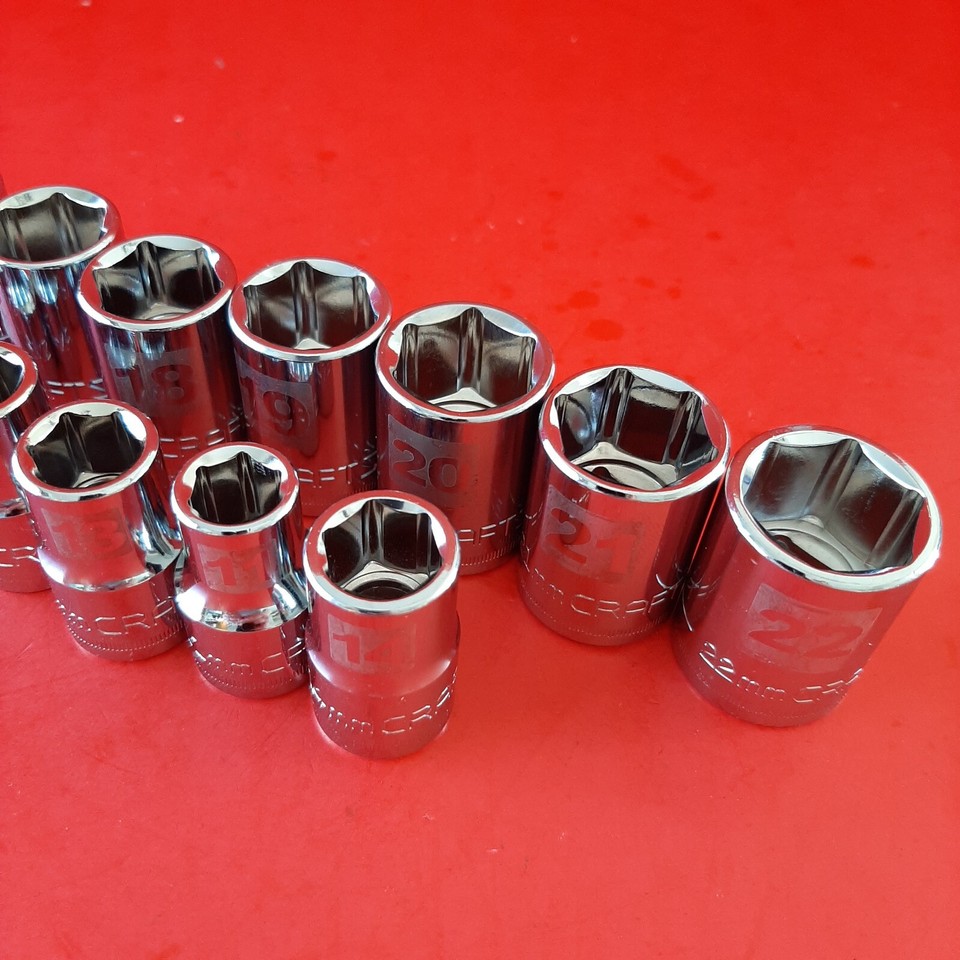 Craftsman Easy Read 14pc 6pt 1/2" Drive Shallow Metric Socket Set 9 ...