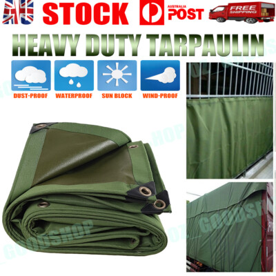 3 Sizes Army Heavy Duty Canvas Tarp Tarpaulin Sun Blocked Waterproof ...