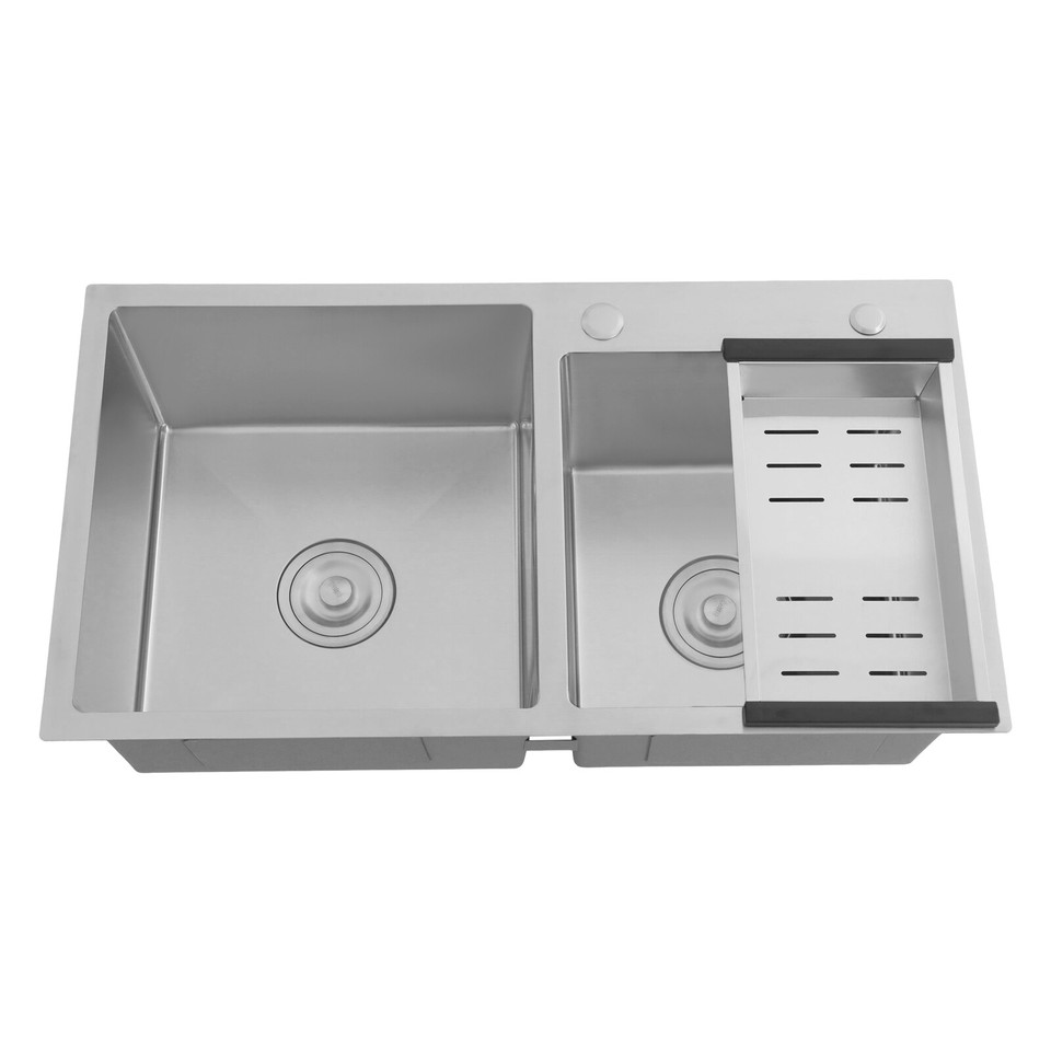 Stainless Kitchen Sink Double Bowl Kitchen Sink Large Capacity + Drain ...