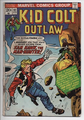 Kid Colt Outlaw 181 Marvel Comic Book 1974 Western Sam Hawk The Man ...