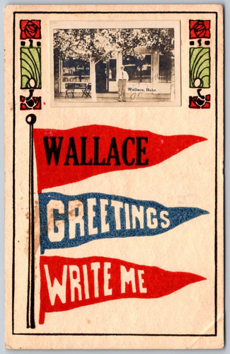 Postcard RPPC NE Wallace Nebraska Greetings Drug Store Lincoln County ...