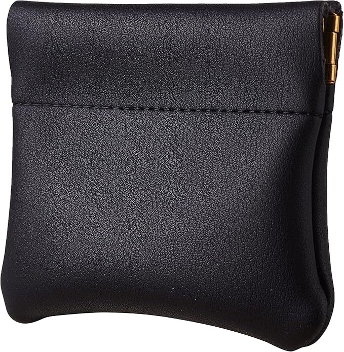 Leather Squeeze Coin Purse Pouch Change Holder For Men & Women - Balck ...