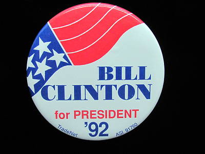 1992 Bill Clinton for President 3" Pinback Button R/W/B Flag | eBay