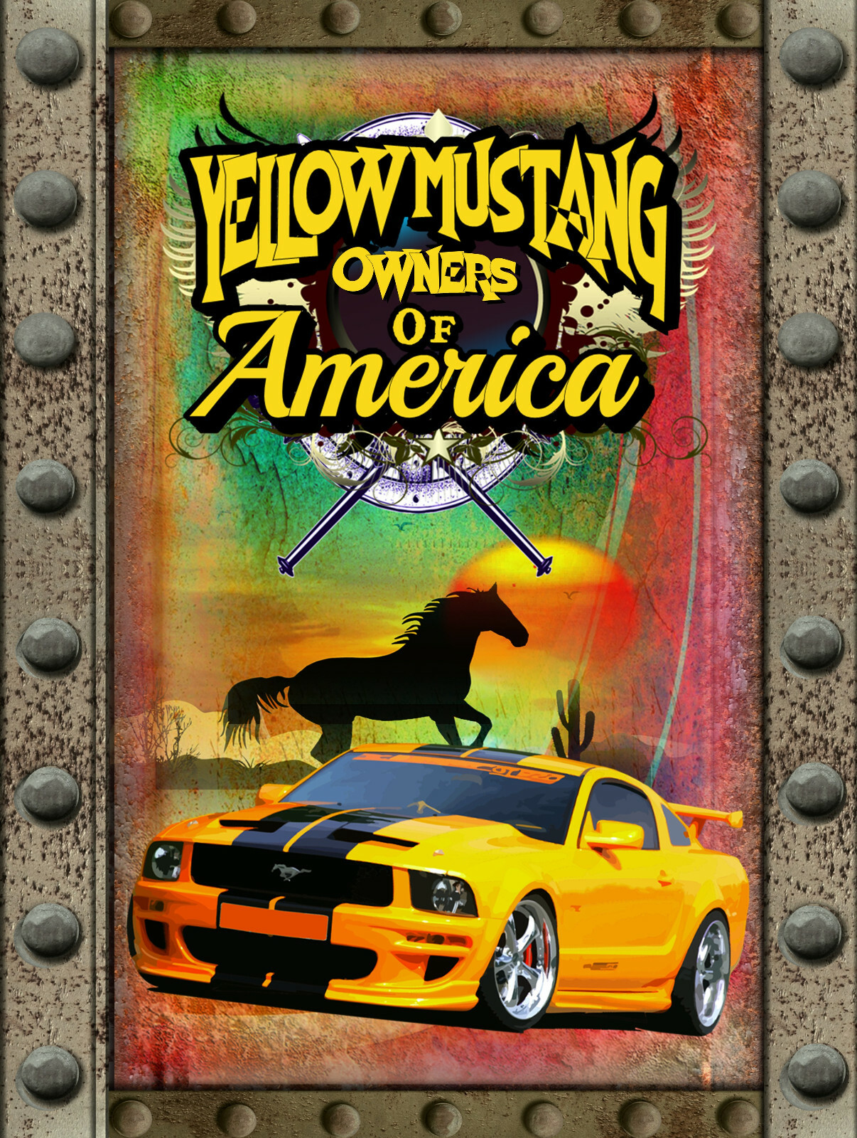 Ford Yellow Mustang .040 Metal Wall Decor 12x18 PW3 | eBay