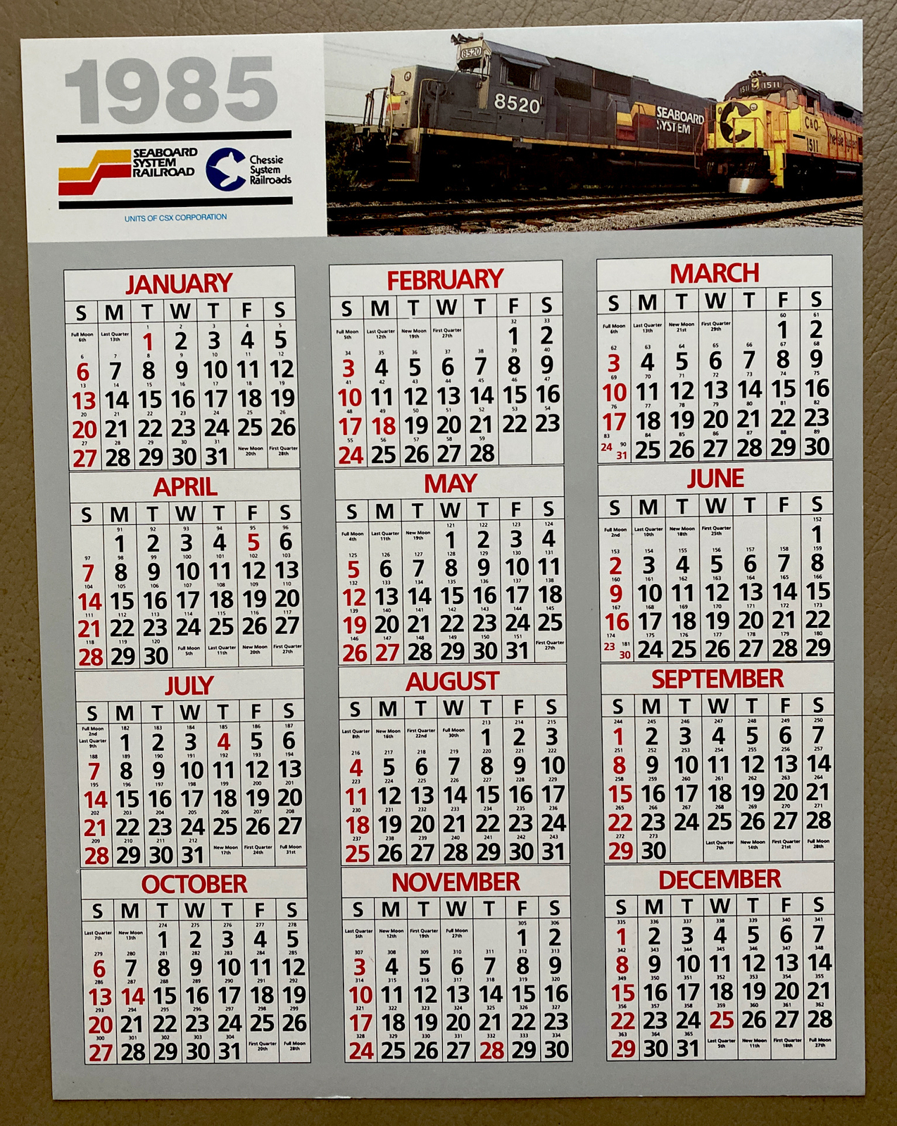1985 Seaboard Sytem / Chessie System Railroad Calendar | eBay