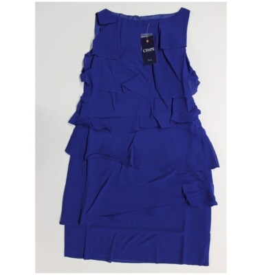Women's Petite Chaps Tiered Georgette Sheath Dress - Chateau Blue - 6P ...