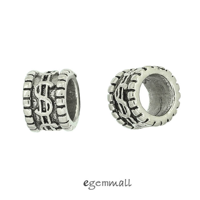 1PC Antiqued Sterling Silver Dollar Sign European Charm Spacer Bead ...
