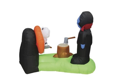 6' Animated Spooky Vampire Skeleton Axe Throwing Inflatable Halloween ...