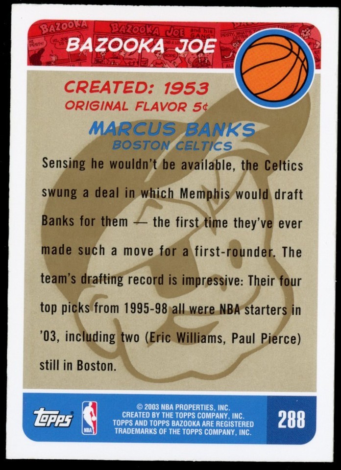 2003 Bazooka #288 Marcus Banks Gold Boston Celtics Rookie | eBay