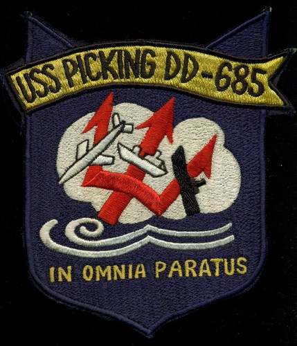 USN USS Picking Destroyer Ship DD-685 Patch Q-1 | eBay