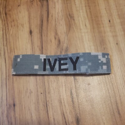 US Army Digital Camouflage Uniform "IVEY" Name Tag Patch Strip Tape ...