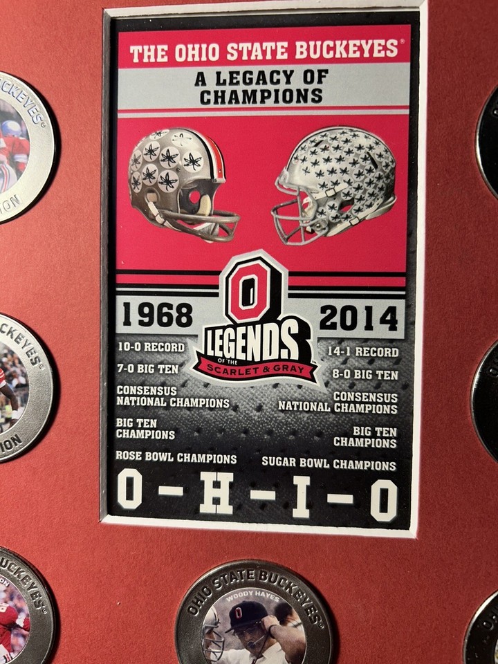 Ohio State Buckeyes Coins Set 10 With Collecting Frame Legends Scarlet ...