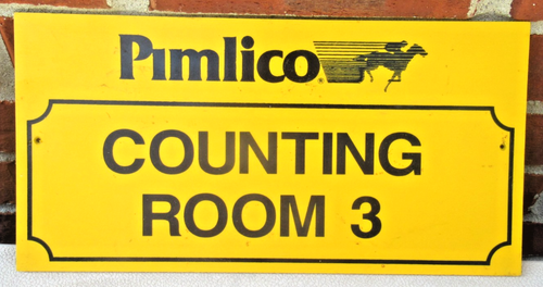 Authentic Pimlico Baltimore Racetrack Counting Room 3 Sign with Pimlico ...