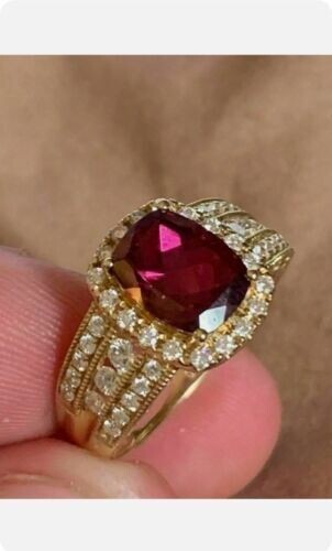 4Ct Cushion Lab Created Red Ruby Diamond Engagement Ring 14k Yellow Gold Plated | eBay