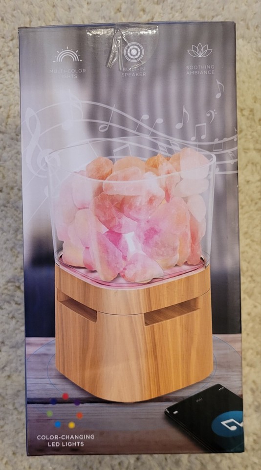 Vie Oli Himalayan Salt Lamp W/ Wireless Speaker Multi Colors Light ...