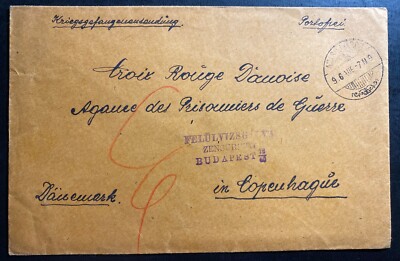 1916 Hungary Military Mail Censored Cover to Red Cross Copenhagen ...