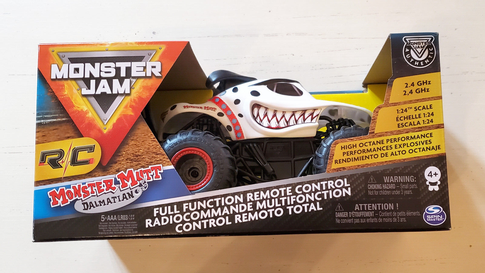 Monster Jam RC Dalmatian Monster Mutt Remote Control Truck 1:24 Scale ...