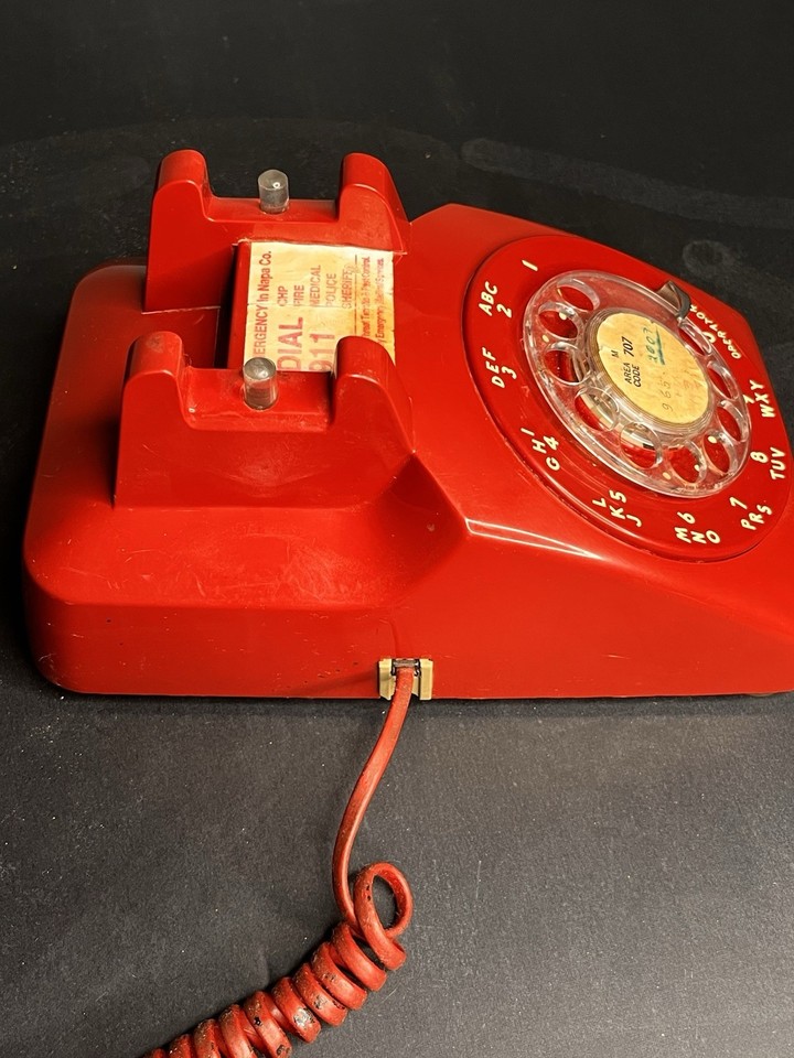 Vintage Red Bell System Western Electric Rotary Telephone 500 DM w ...