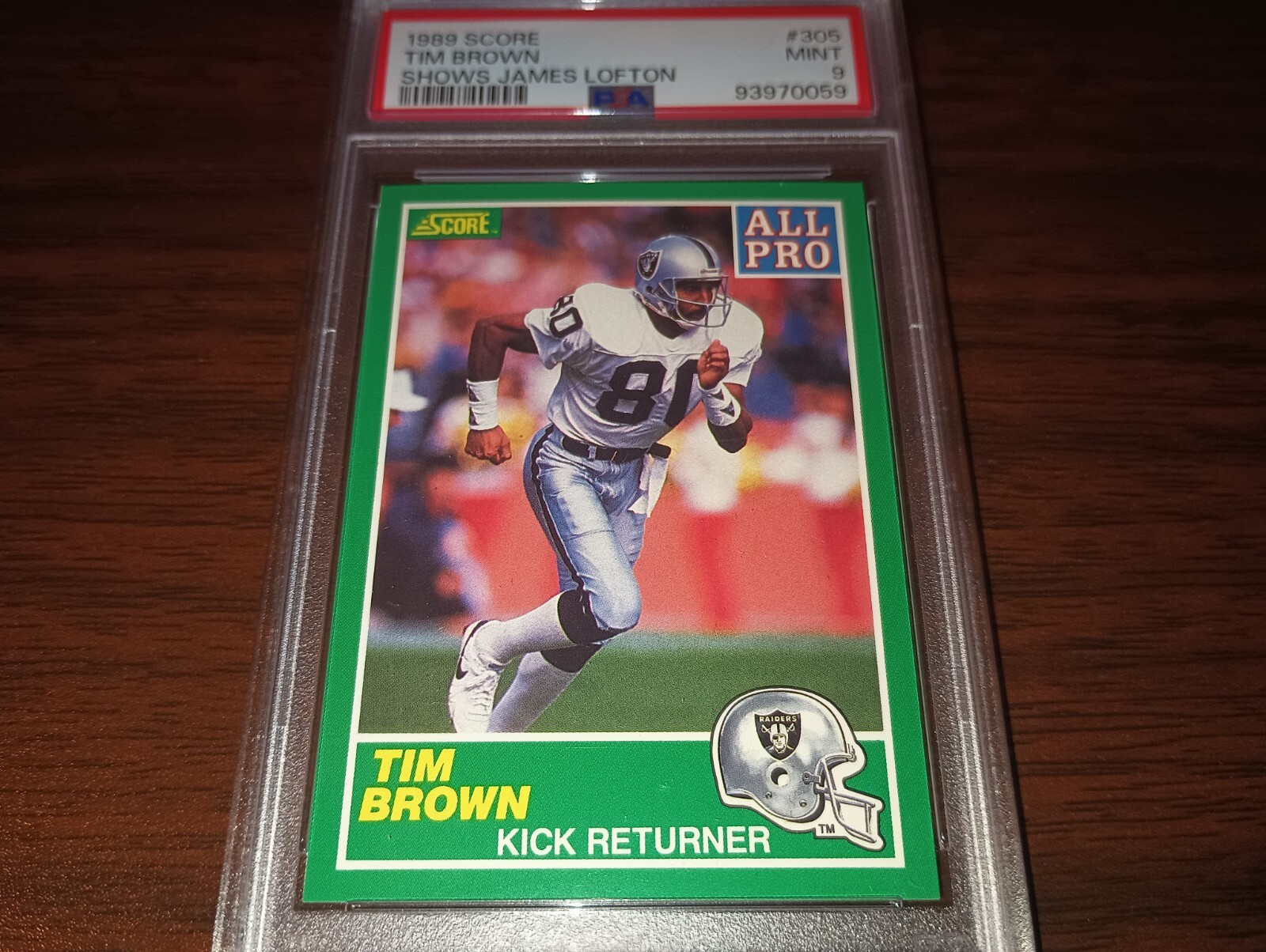 1989 Score #81-KR Tim Brown Rookie Card PSA 9 Mint Shows Lofton Raiders ...