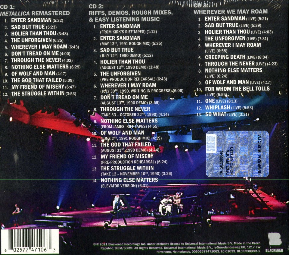 Metallica The Black Album (30Th Anniversary Remastered) Triple CD Neu ...