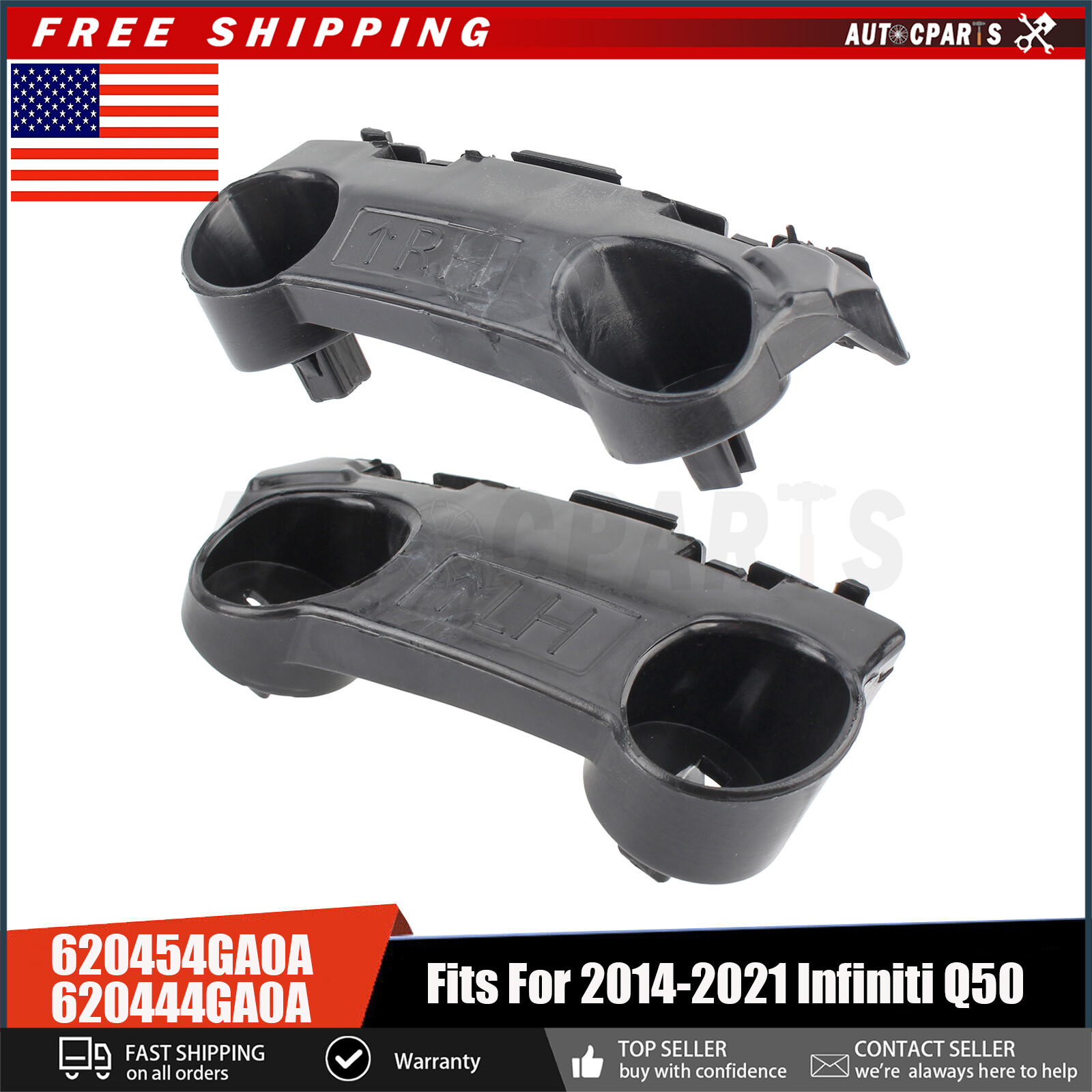 Pair Front Bumper Bracket Beam Mount Support LH & RH For 2014-2021 ...