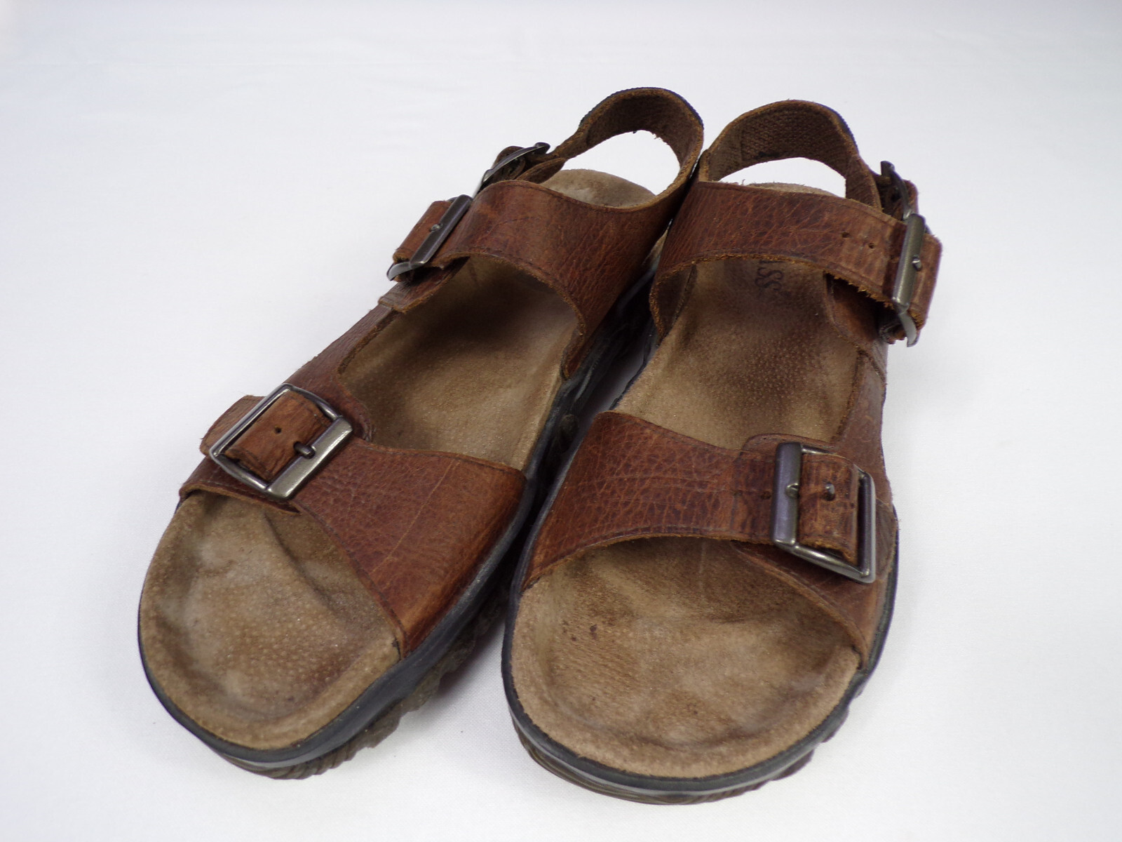G.H. Bass Leather Sandals Size 10M Adustable Metal Buckles Heavy Duty ...