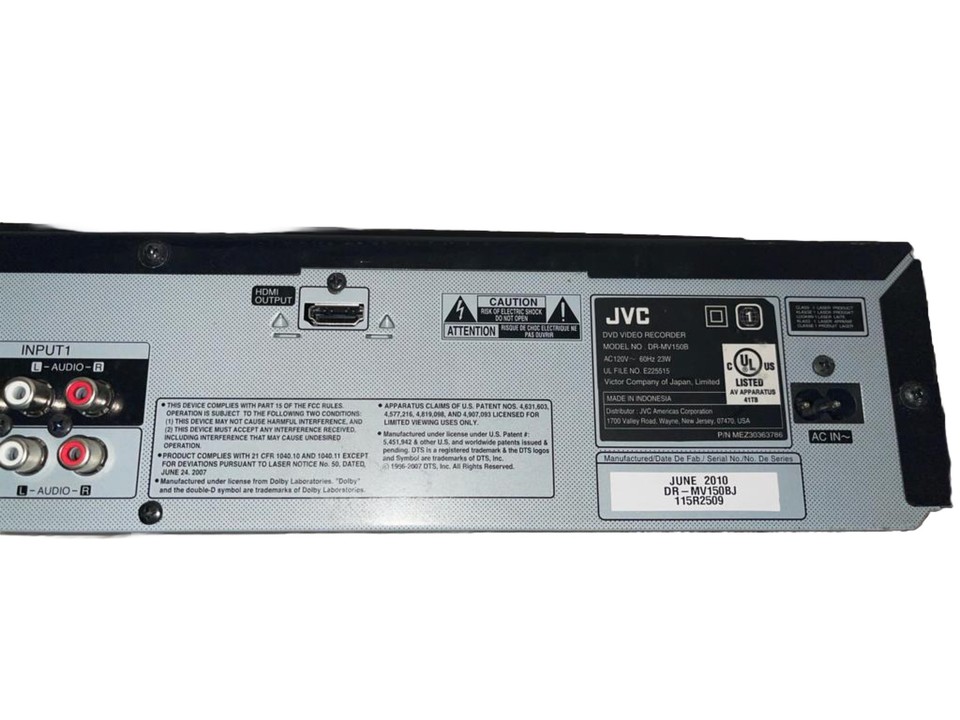 JVC DR-MV150B DVD VHS Recorder Digital Combo Player + No Remote + HDMI ...