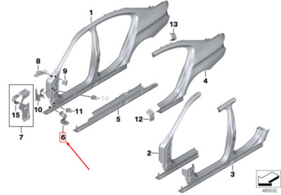 NEW BMW 5 E10 SIDE PANEL ENTRANCE BRACKET 41357240499 7240499 OEM | eBay