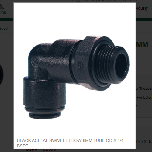 BLACK ACETAL SWIVEL ELBOW 6MM TUBE OD X 1/4 BSPP # PM090612E | eBay