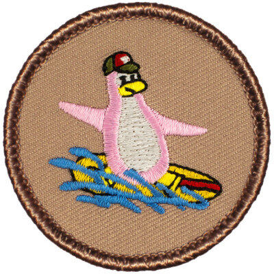 Pink Surfing Penguin Patrol Patch - 2" Round Embroidered Patch | eBay
