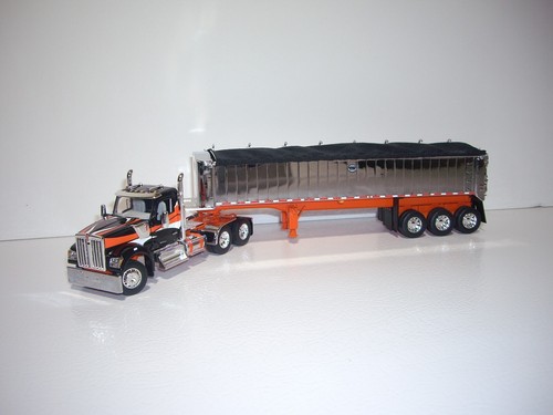 DCP FIRST GEAR 1/64 BLACK AND ORANGE KENWORTH W990 DAYCAB&TRI-AXLE MAC ...