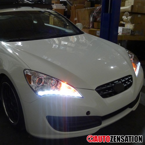 Fit 2010 2011 2012 Hyundai Genesis Coupe LED Strip Projector Headlights ...