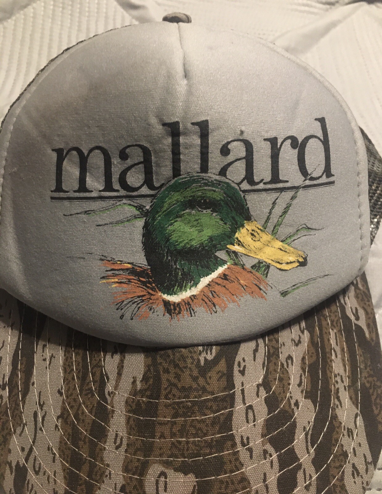 VINTAGE Mallard Duck Graphic Camo Mesh Back Snapback … - Gem