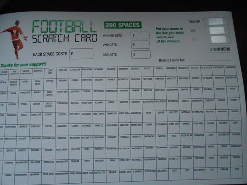 FOOTBALL SCRATCH CARD = SET OF 10 CARDS = 200 SPACES - 3 SEPERATE ...