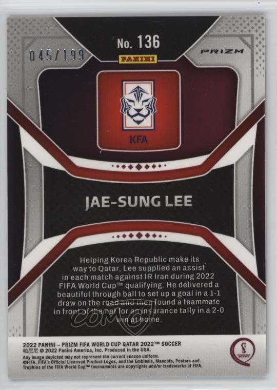 2022 Panini Prizm World Cup Qatar Purple Prizm /199 Jae-Sung Lee #136 ...