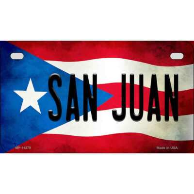 San Juan Puerto Rico State Flag Novelty Metal Motorcycle Plate MP-11379 ...