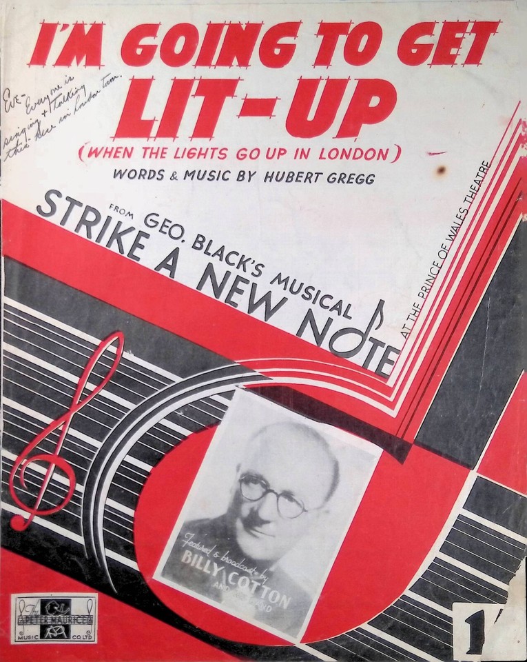 1943 "I'm Going To Get Lit-Up" London WWII Sheet Music Great Note On ...