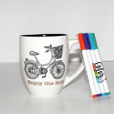 Enjoy The Ride Bicycle Coffee Cup Just Add Color Ceramic Mug Kit ...